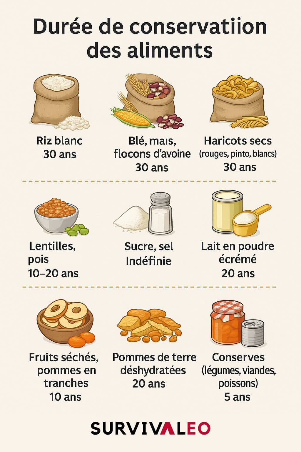 Aliments longue conservation : la liste complète à connaître
